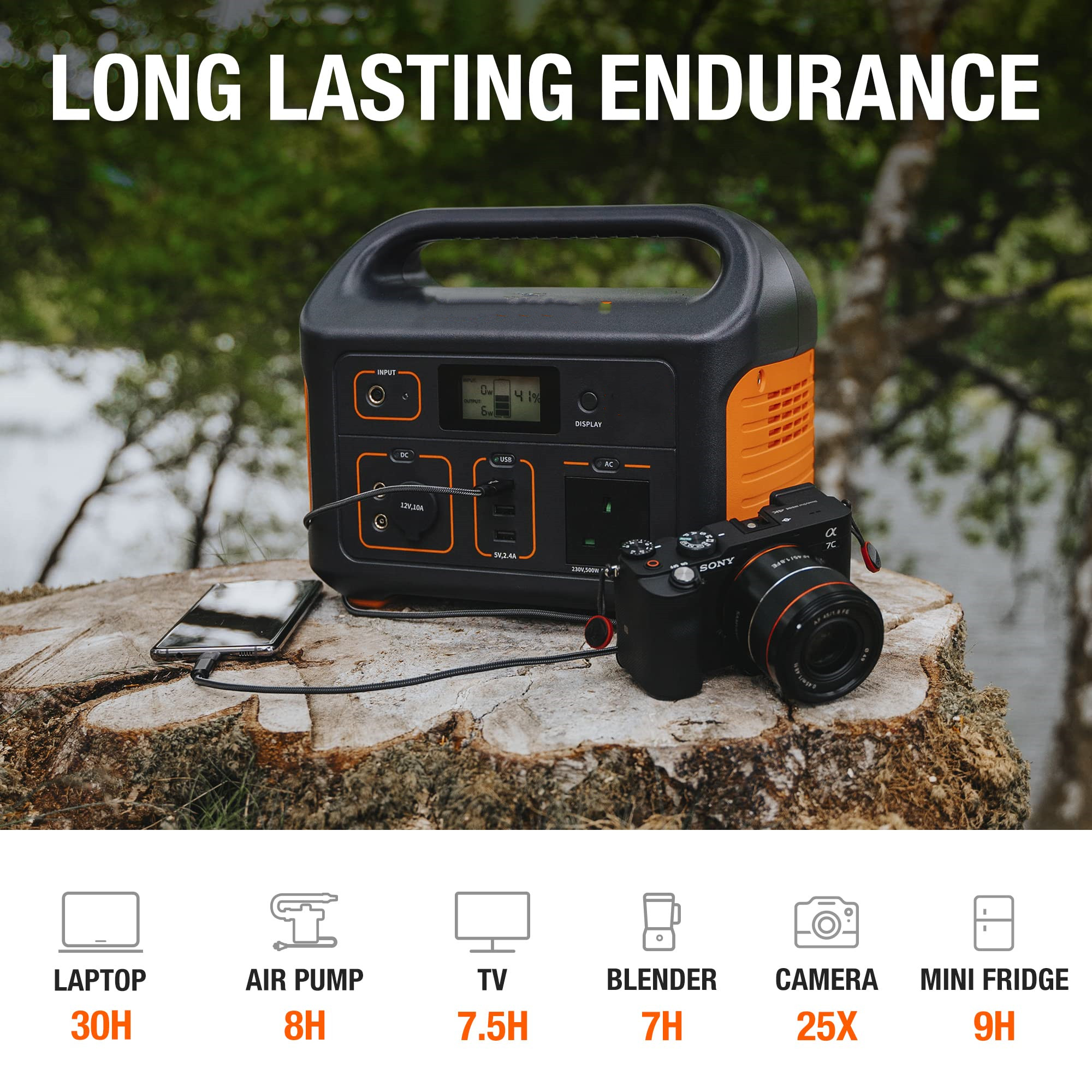 Jackery Portable Power Station Explorer 500, 518Wh Outdoor Backup Mobile Lithium Battery Pack ...